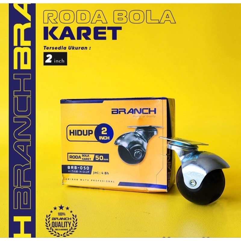 Jual Branch Roda Karet Bulat Hitam 2" inch / Roda Etalase / Roda Troli ...