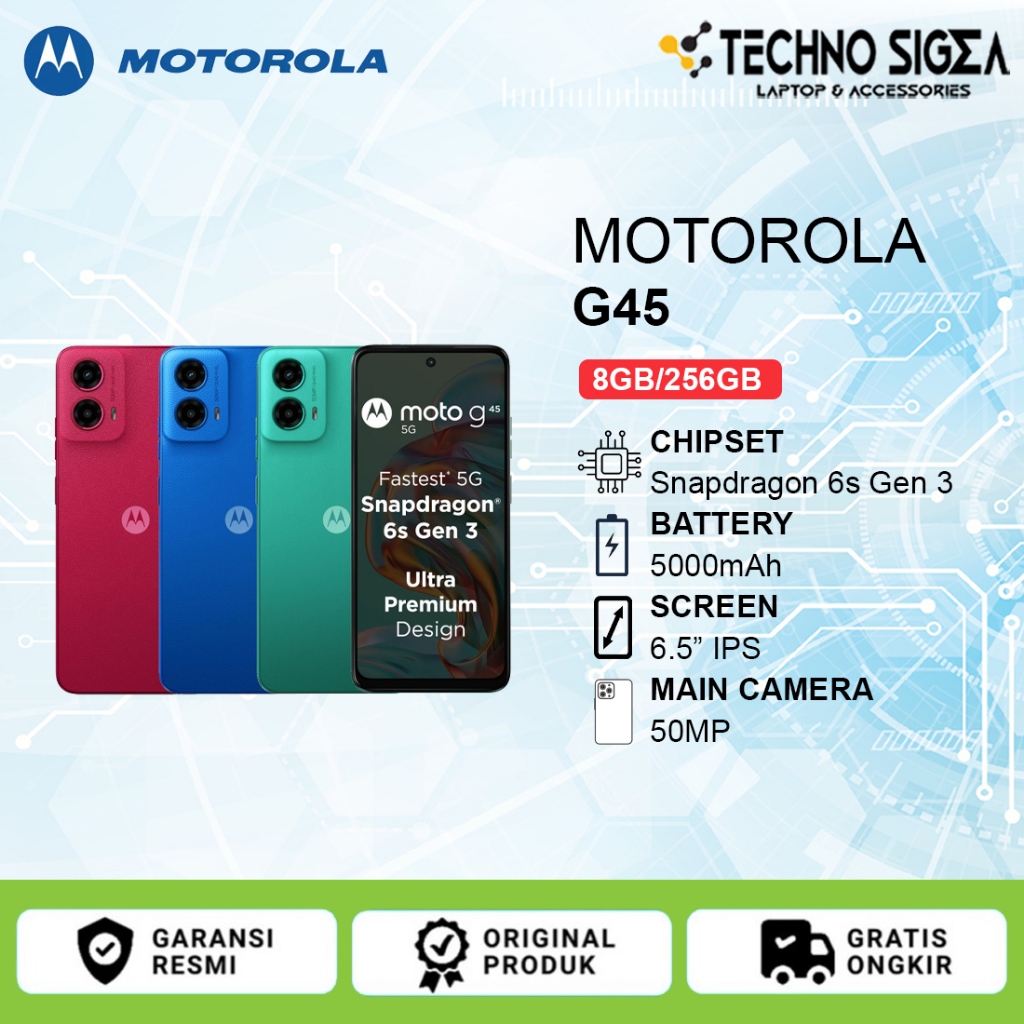 Jual MOTOROLA G45 FOGO 5G+ 8GB 256GB | Shopee Indonesia