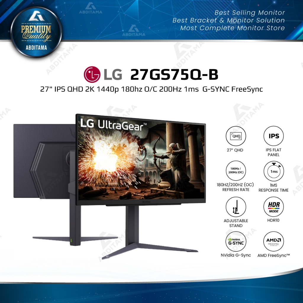 Jual Monitor LED UltraGear LG 27GS75Q-B 27" IPS QHD 2K 1440p 180hz O/C ...