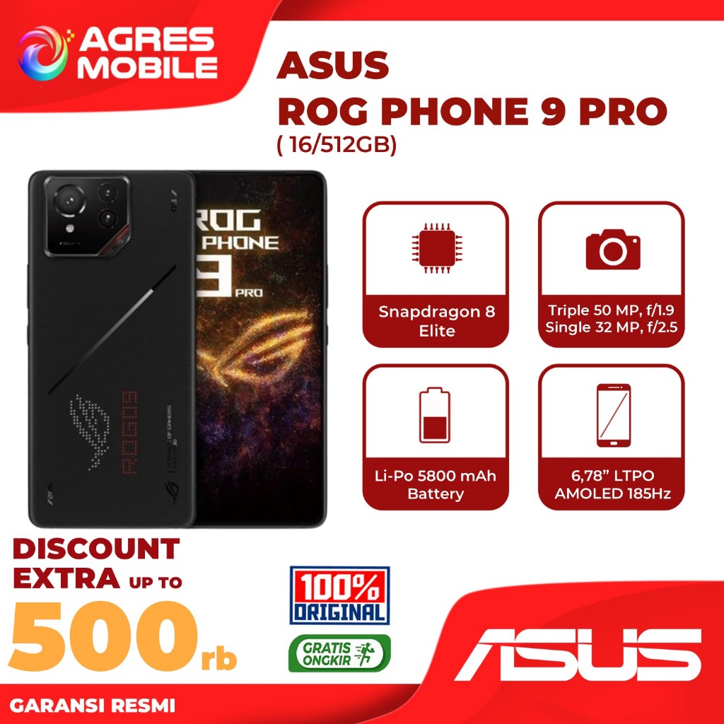 Jual ASUS ROG PHONE 9 PRO 16/512GB | Qualcomm Snapdragon 8 Elite | 5800 ...
