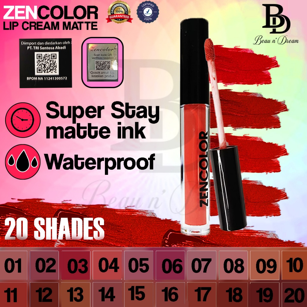 Jual ZENCOLOR LIP CREAM ORIGINAL BPOM moisturizer liquid Long last ...