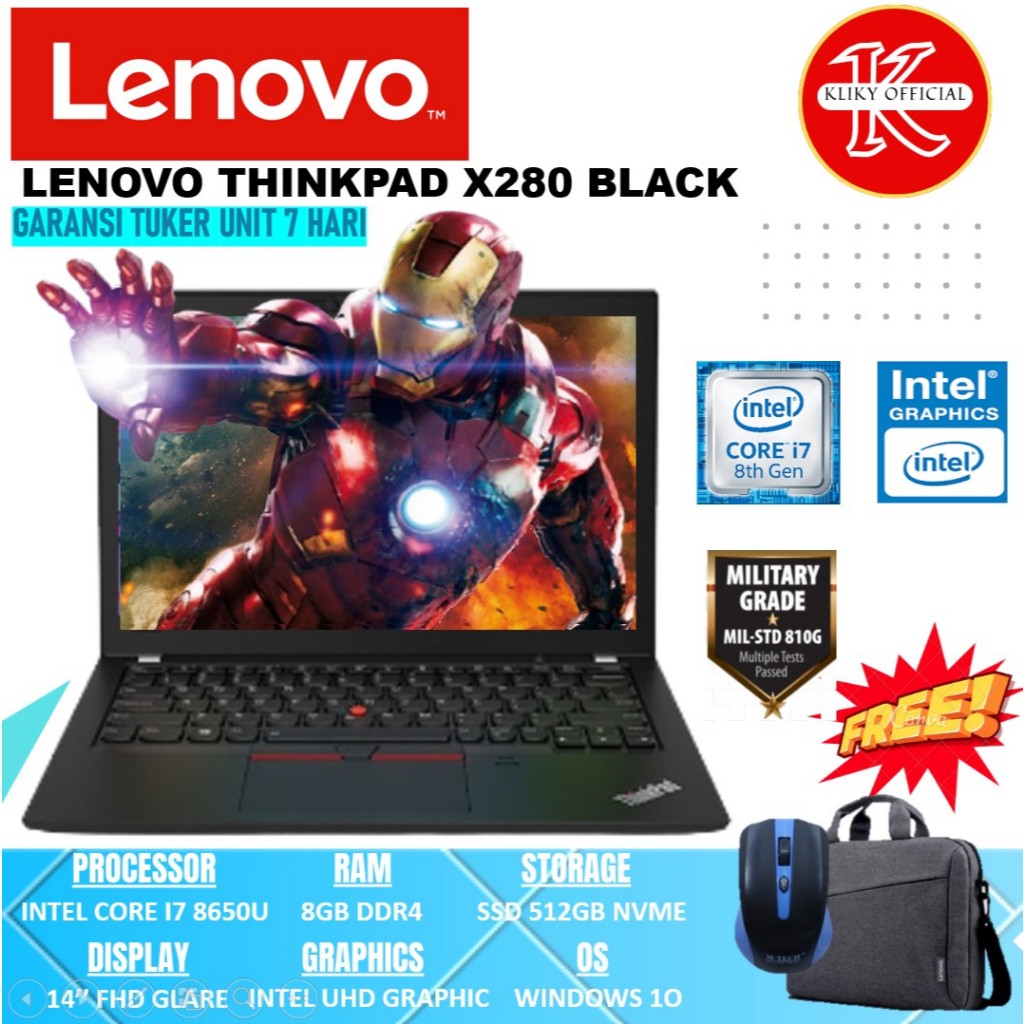 Jual Lenovo ThinkPad X280 Intel Core i7 8650U 8GB 512GB 12.5 Full HD ...