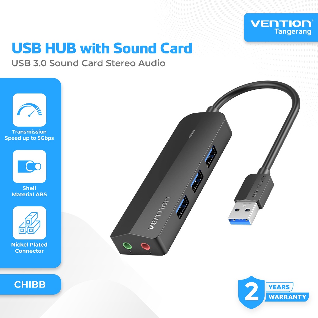 Jual Vention USB HUB 3.0 2 in 1 with Sound Card External Stereo Audio ...