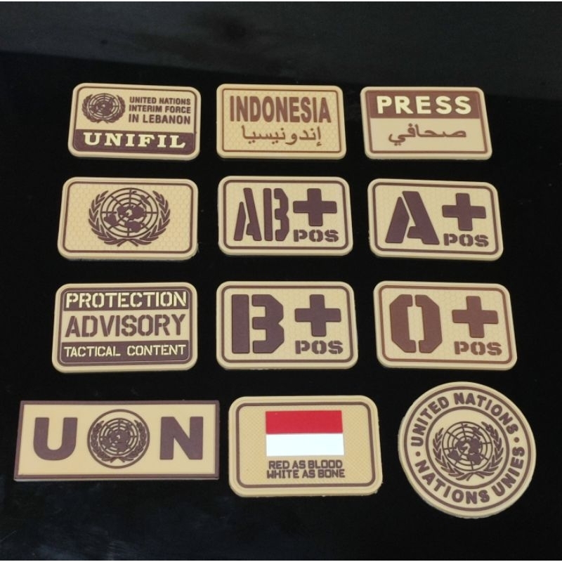 Jual patch rubber velcro UNITED NATIONS / GOLONGAN DARAH A+ LOGO UNIFIL ...