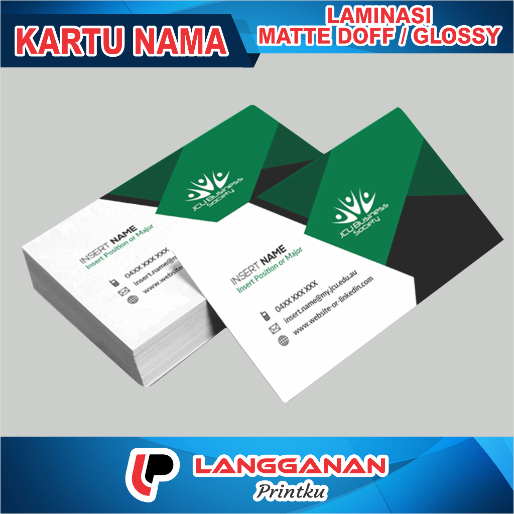 Jual Cetak Kartu Nama Laminasi Doff/Glossy - Bahan Art Carton 260 Gsm ...
