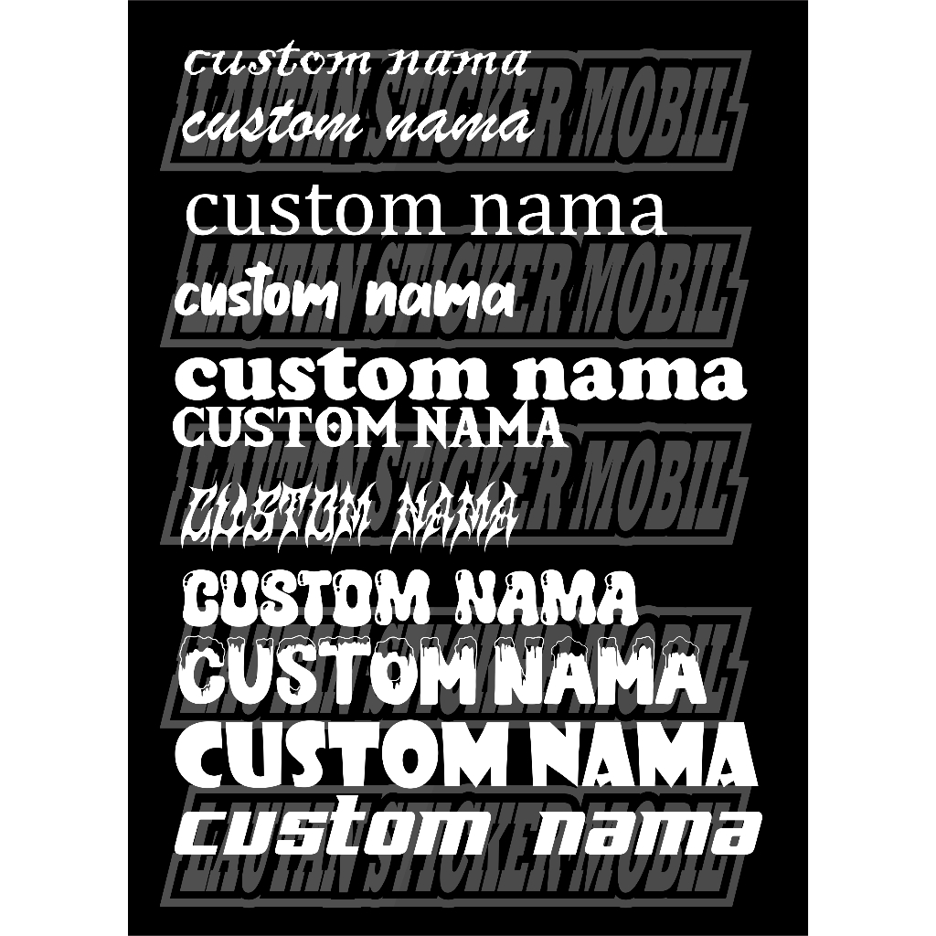 Jual stiker custom castem nama dan kata kata cutting sticker nama dan ...