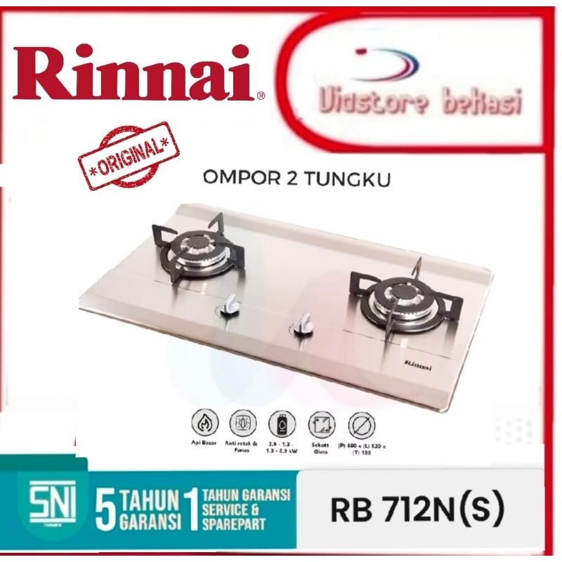 Jual KOMPOR TANAM RINNAI STAINLESS RB712NS KOMPOR GAS TANAM 2 TUNGKU ...