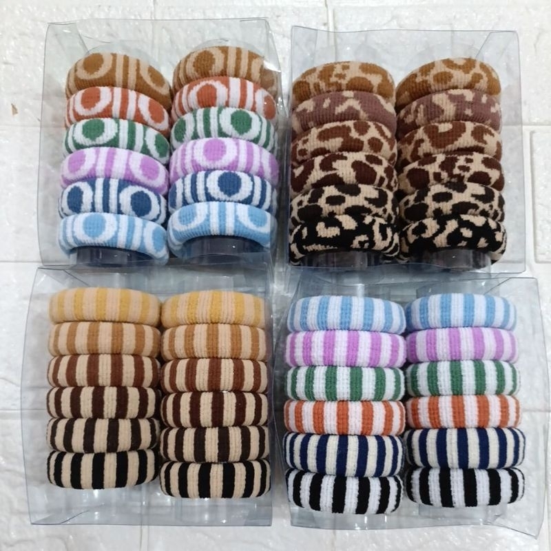 Jual Ikat rambut/kuncir rambut motif random ukuran sedang isi 12 pcs ...