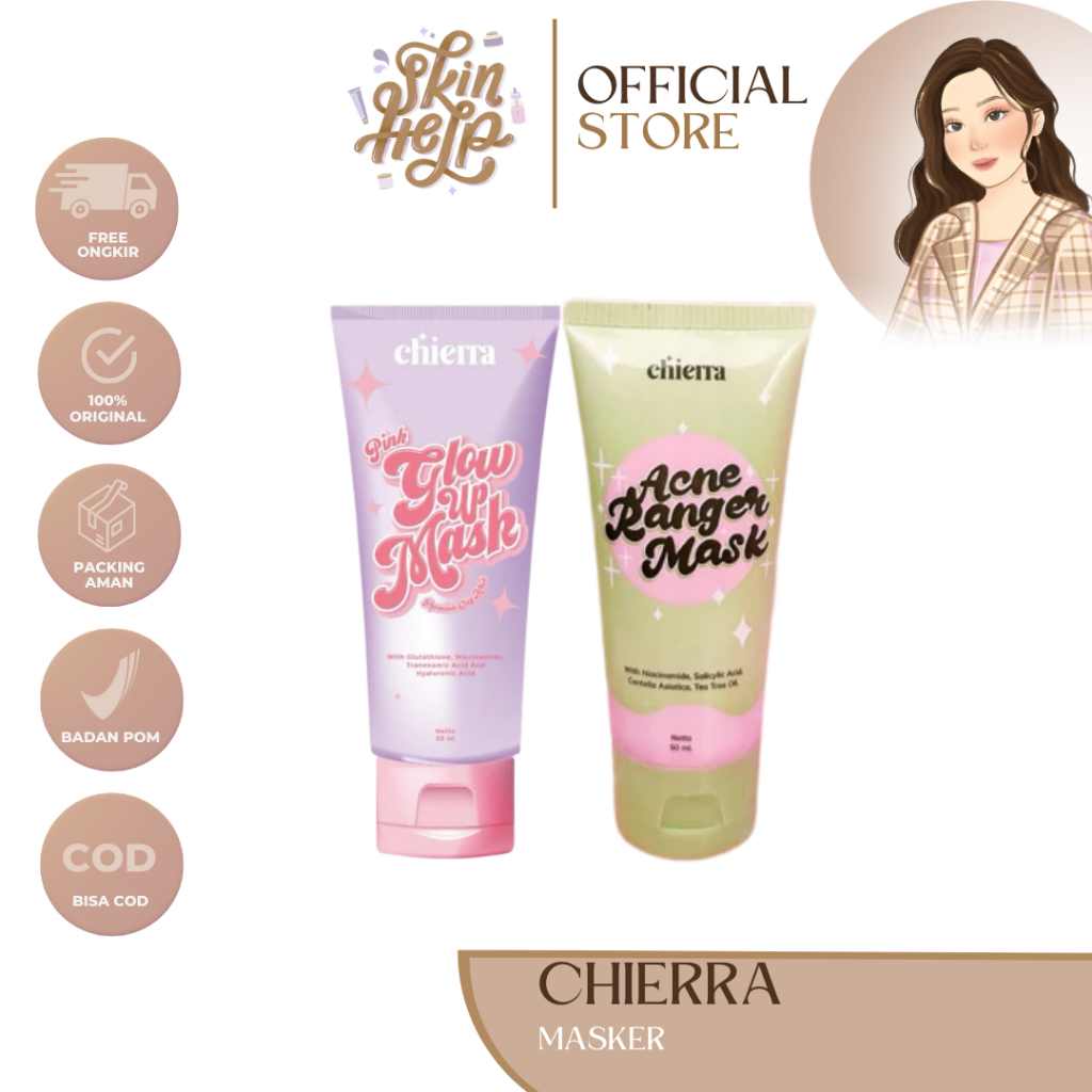 Jual Chierra - Pink Glow Up Mask (PINK) | Acne Ranger Mask (HIJAU ...