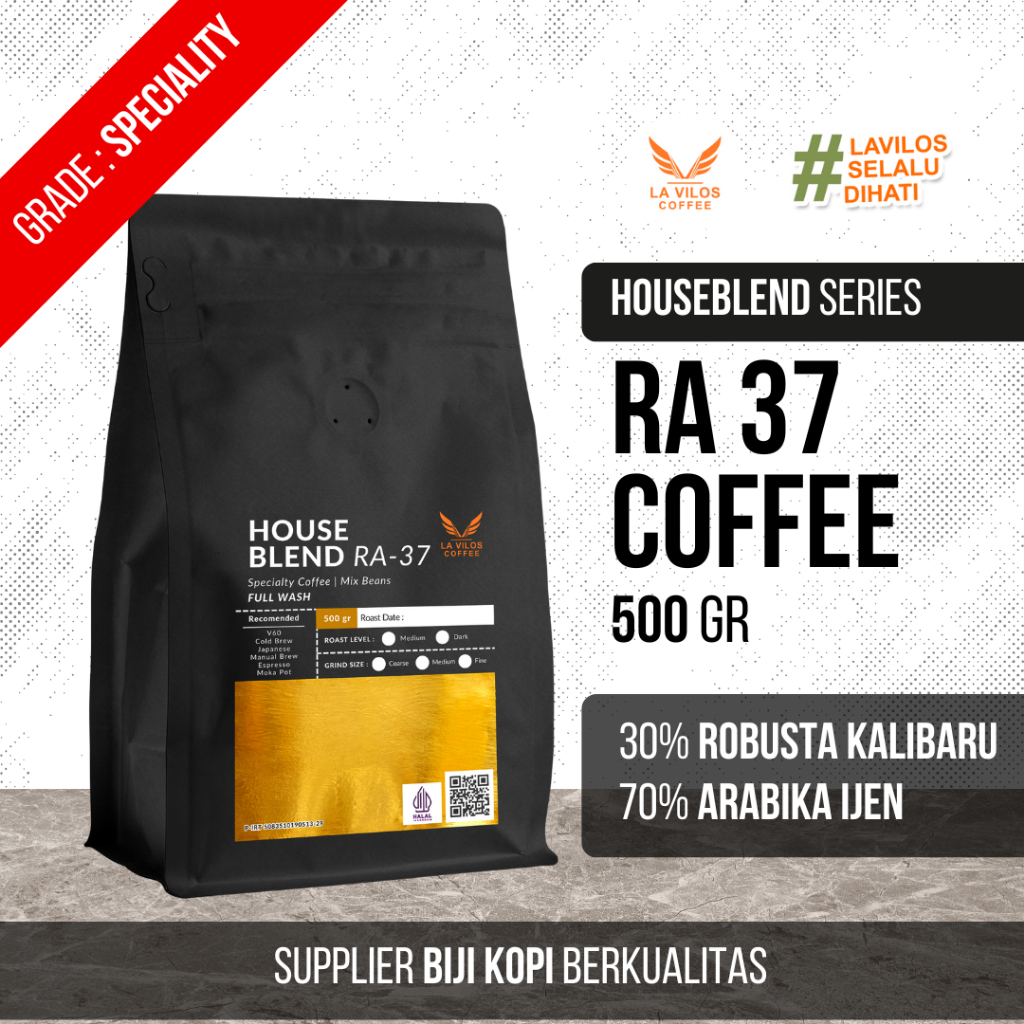 Jual LA VILOS - RA 37 Coffee House Blend Robusta & Arabika - 500gr ...