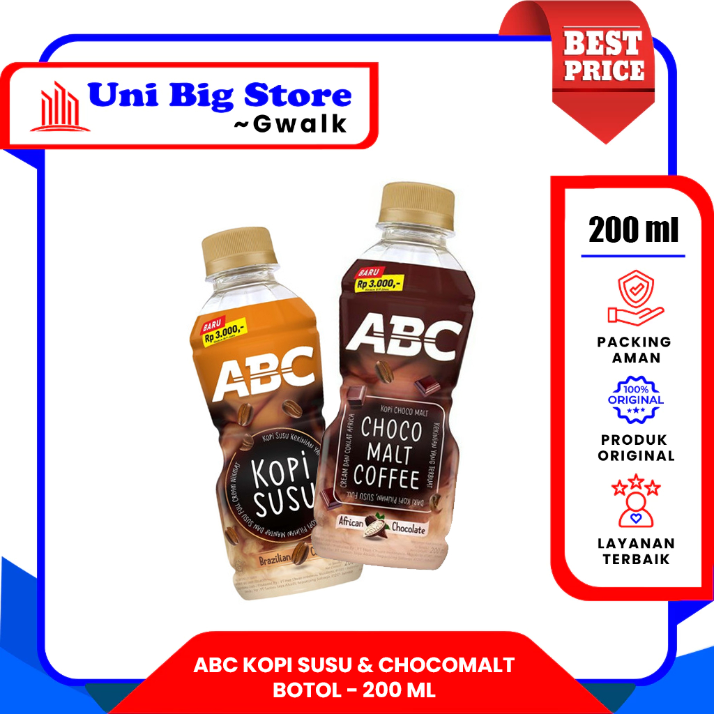 Jual ABC KOPI CHOCO MALT & KOPI SUSU BOTOL - 200 ml | Shopee Indonesia