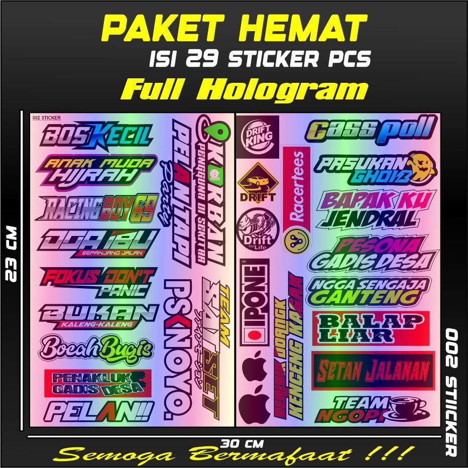 Jual 002 Sticker setiker stiker striping sponsor racing balap Kata-kata ...