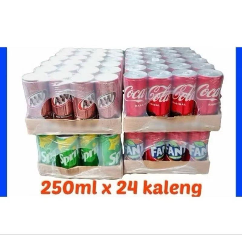 Jual FANTA/SPRITE/COLA/AW A&W ROOTBEER KALENG 250ML DUS (ISI 24 KALENG ...