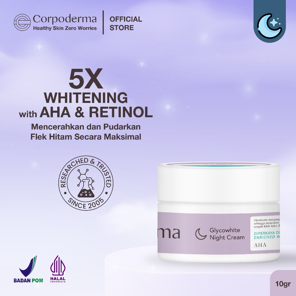 Jual Corpoderma Glycowhite Night Cream / Cream Malam Skincare Pencerah Flek Pencerah | Shopee ...