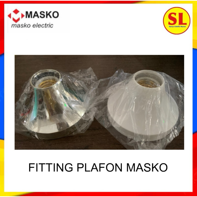 Jual MASKO FITTING PLAFON JUMBO PUTAR PUTIH SILVER FITTING BATU E27 ...