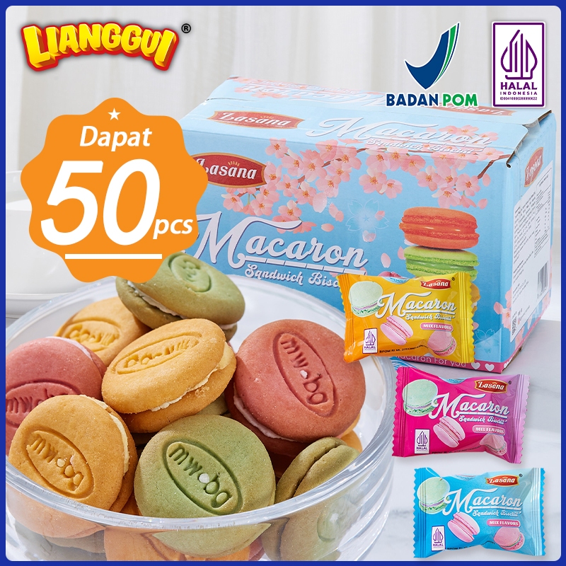 Jual 50Pcs Lianggui Macaron Biskuit Cookies Halal Enak Cemilan Macaron ...