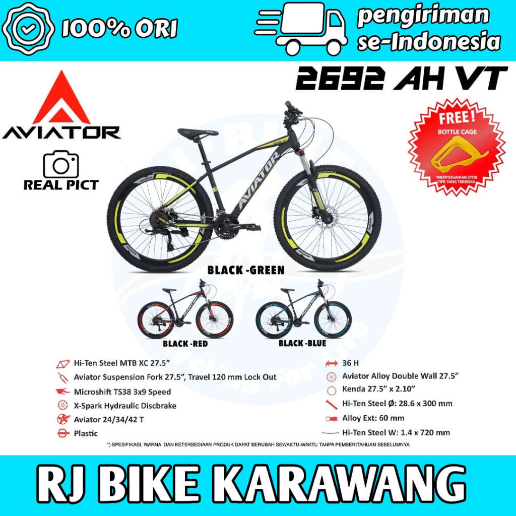 Jual SEPEDA GUNUNG MTB 27,5" 26" AVIATOR 2692 XT XT VT dan 2692 AH VT ...