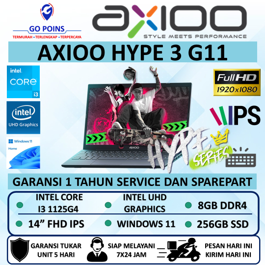 Jual Laptop Terbaru AXIOO HYPE 3 G11 Intel Core I3 1125G4 RAM 8GB 256GB FHD IPS WIN 11 Original ...