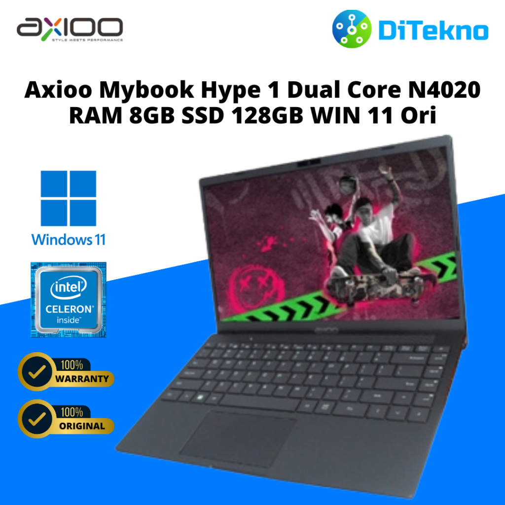 Jual Axioo Mybook Hype 1 Dual Core N4020 RAM 8GB SSD 128GB WIN 11 Ori | Shopee Indonesia