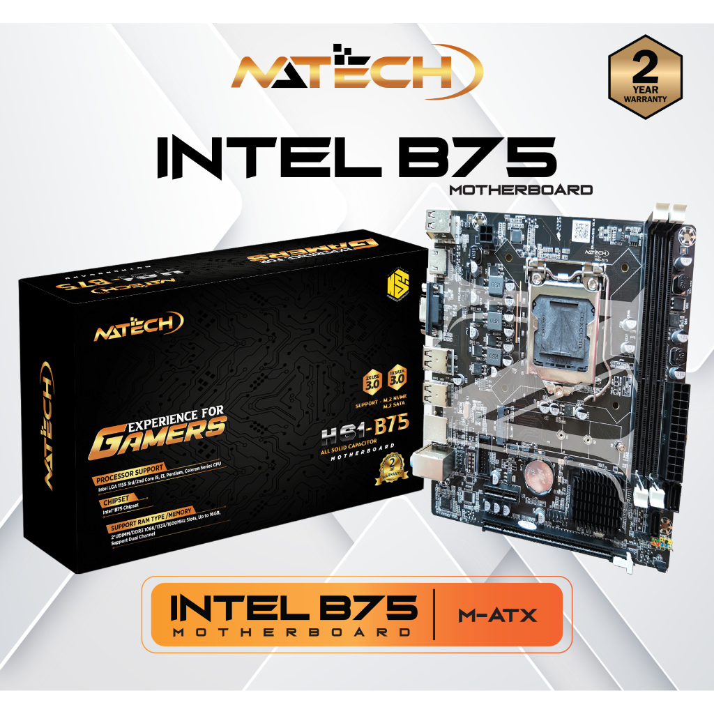 Jual MOTHERBOARD / MOBO NATECH H61 - B75 LGA 1155 M.2 NVME & M.2 SATA | Shopee Indonesia