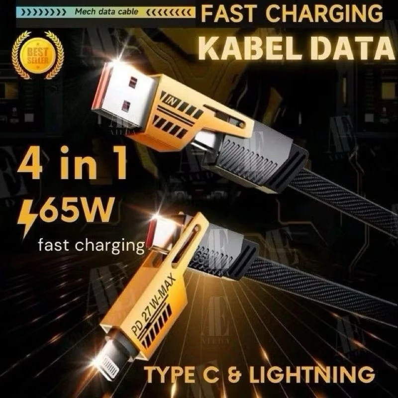 Jual Kabel Data Fast Charging 4 IN 1 USB Type A, Lightning, Type C, iOS ...