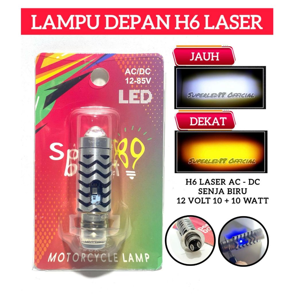 Jual SL88 PROMO LAMPU LED MOTOR H6 LASER 2 WARNA SENJA BIRU HIGH LOW PUTIH KUNING 10 WATT REAL ...