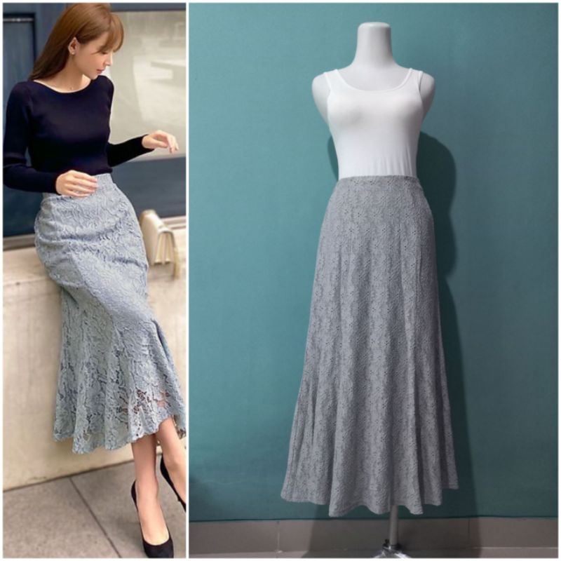 Jual GU UNIQLO Lace Mermaid Skirt - Rok Panjang - Rok Duyung - Rok ...
