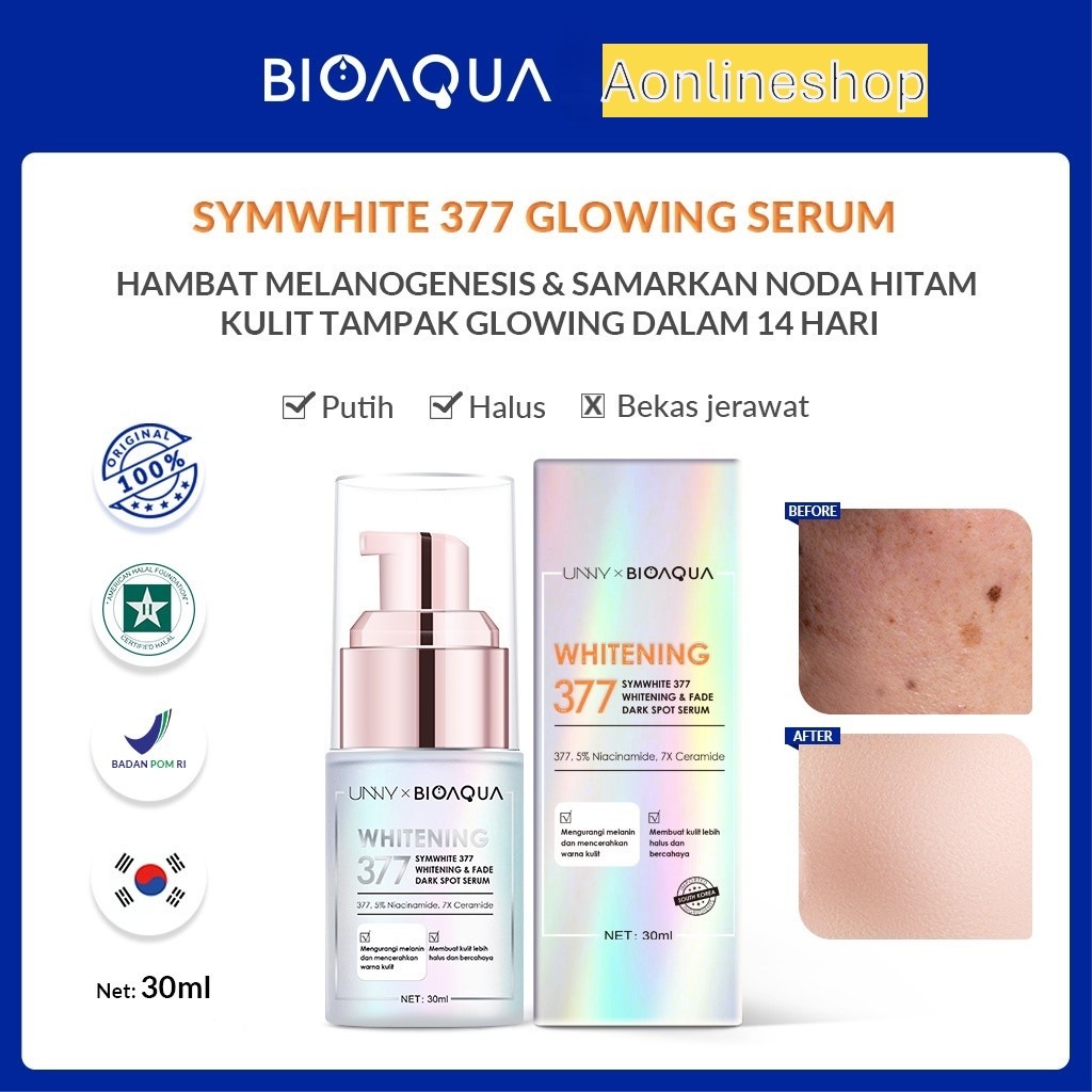 Jual AS BIOAQUA SymWhite 377 Whitening & Fade Dark Spot Serum Flek Hitam Serum Wajah Glowing ...