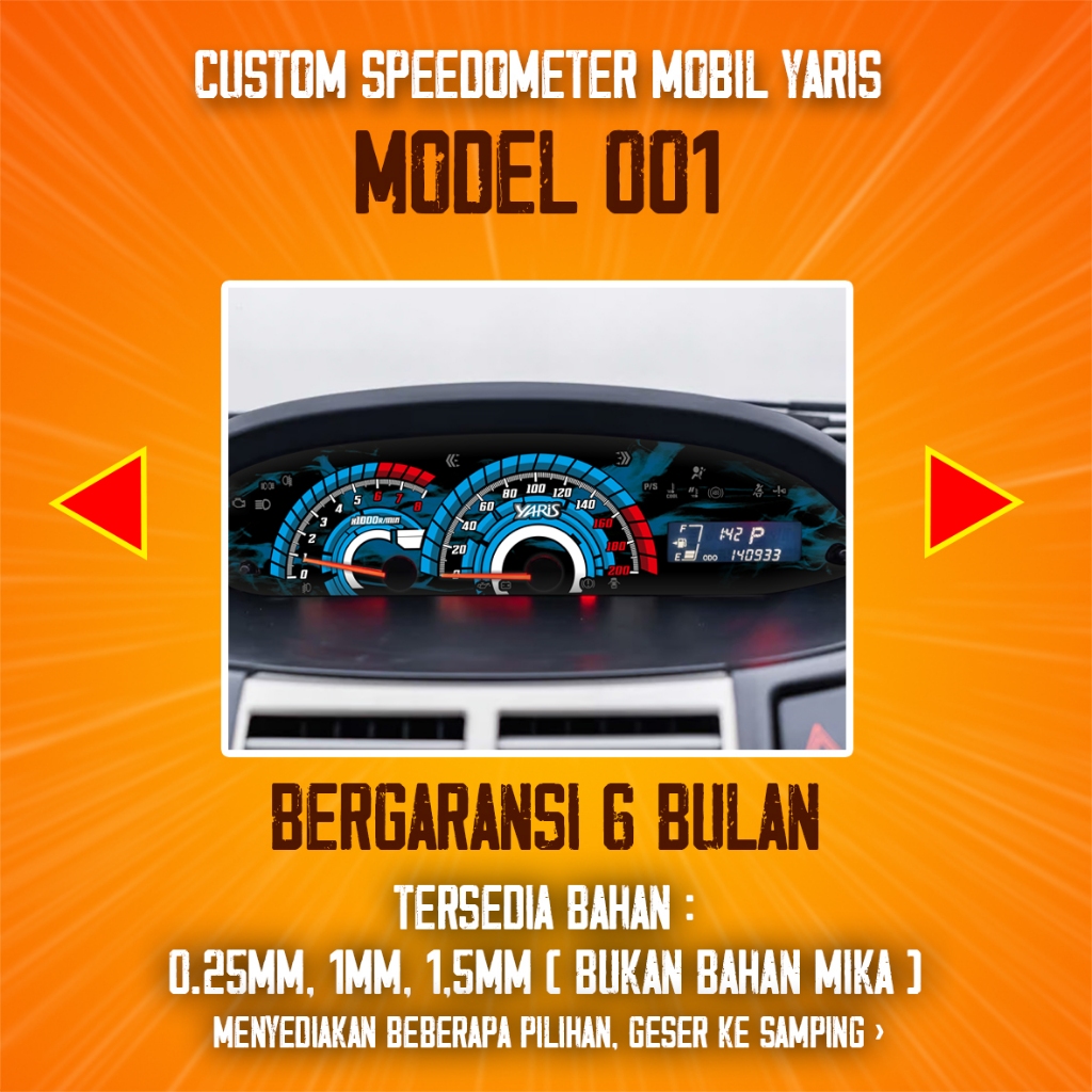 Jual Custom Speedometer Mobil Yaris Model 001 | Shopee Indonesia