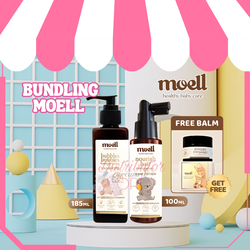 Jual Moell | bundling moell multipurpose balm + shampoo + hair lotion ...
