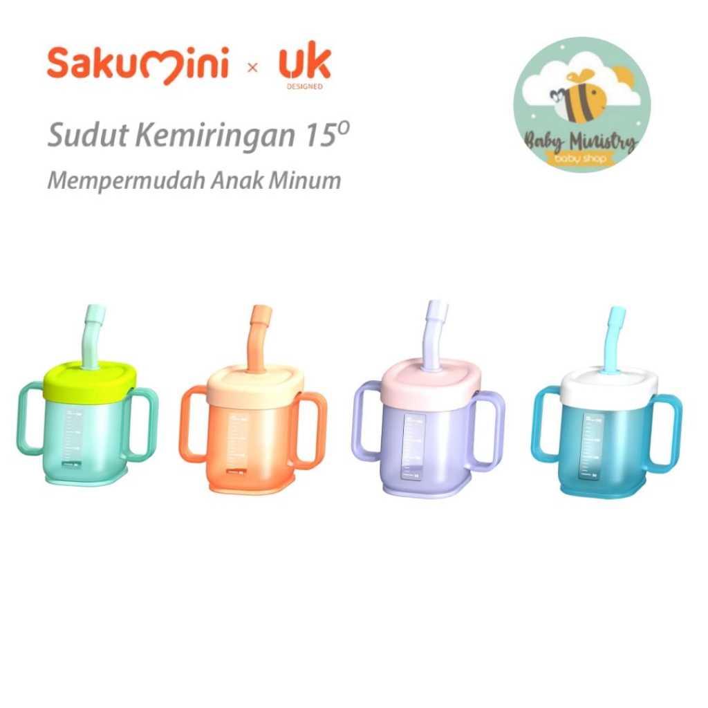 Jual Sakumini Curve Straw Cup Training 200ML Gelas Minum Sedotan Anak ...