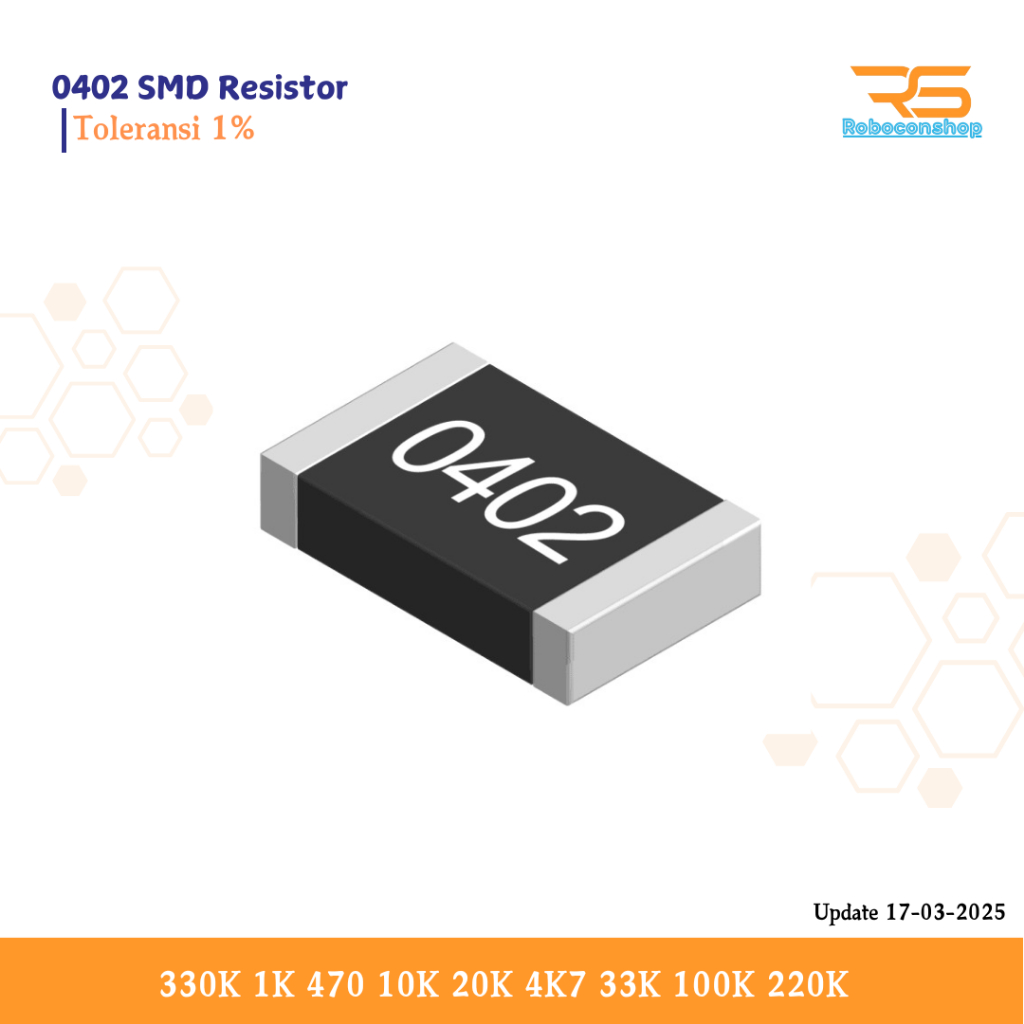 Jual 0402 SMD Resistor ±1% 0.1W 330k/1k/470/10k/20k/4k7/33k/100k/220k ...