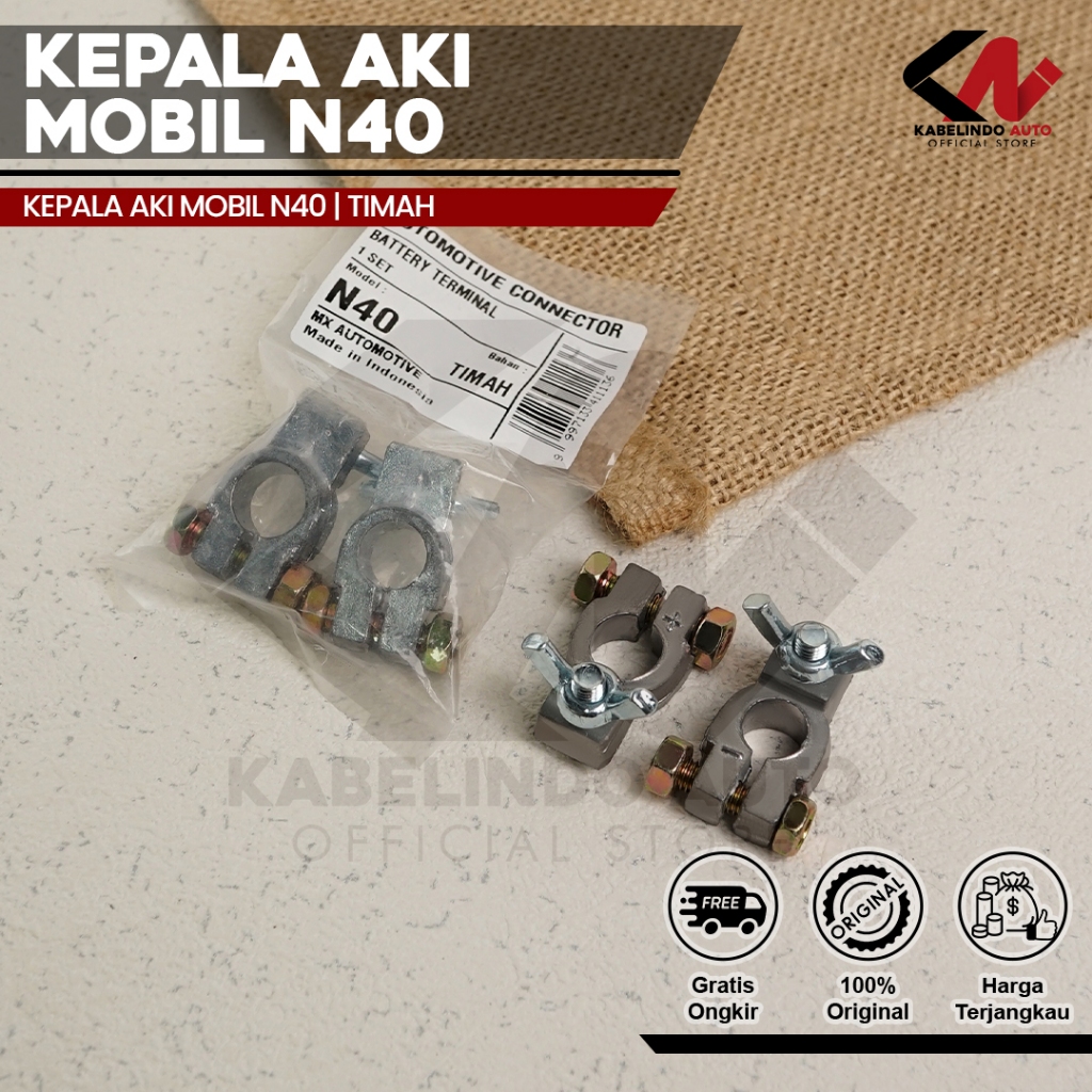 Jual Terminal Kepala Aki Mobil Klem Accu N40 Timah besar Universal ...