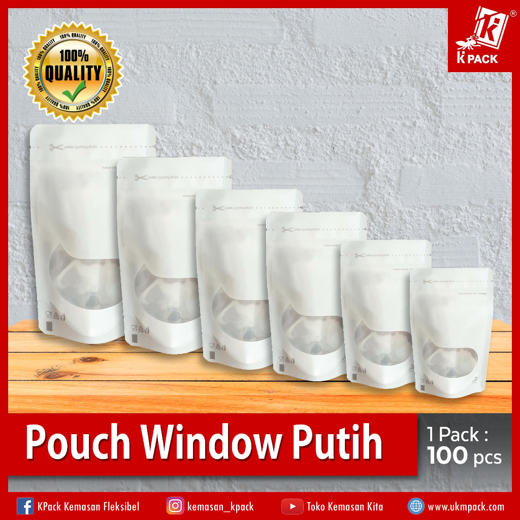 Jual Pouch Window Putih KPack kemasan makanan zipper | Shopee Indonesia