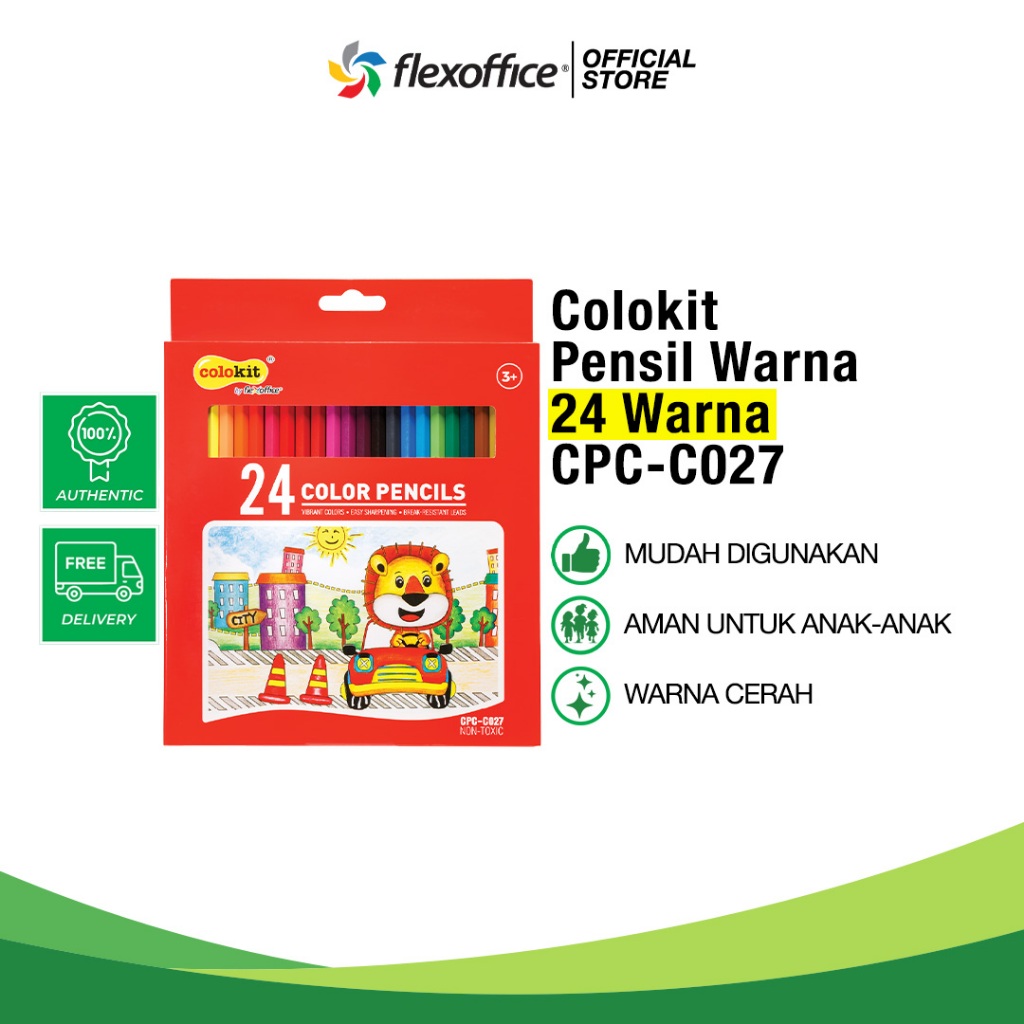 Jual FlexOffice Colokit Pensil Warna CPC-C027 24Pcs/Set kokoh warna ...