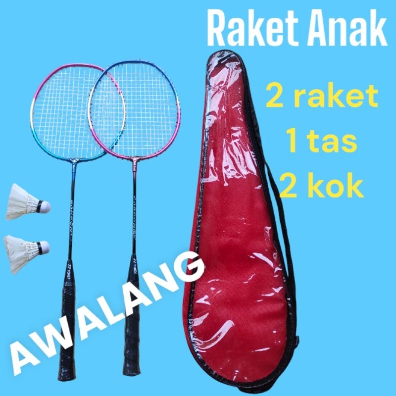 Jual Raket bulutangkis anak hemat 2 raket bonus tas dan kok siap pakai ...