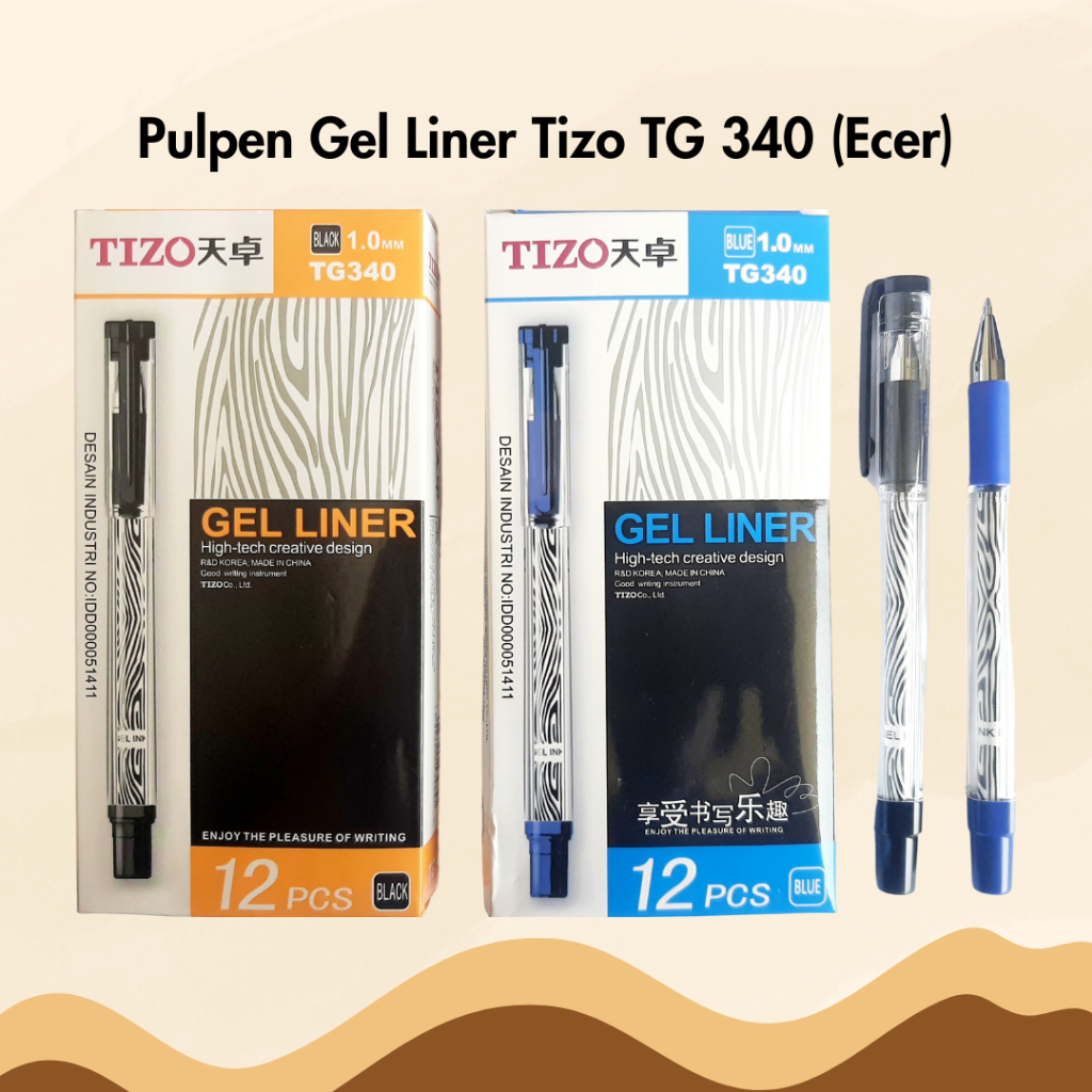 Jual Pulpen Gel Liner Tizo TG 340 Hitam Biru 1.0 mm Per Pcs Satuan ...