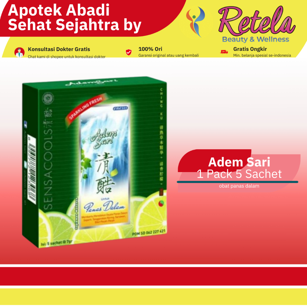 Jual ADEM SARI 1 PACK 5 SACHET - Meredakan gejala panas dalam seperti ...