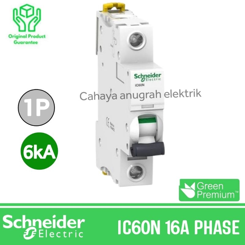 Jual MCB SCHNEIDER IC60N 16 AMPER 1 PHASE 6KA / MCB IC60N 16A 1P ORIGINAL | Shopee Indonesia