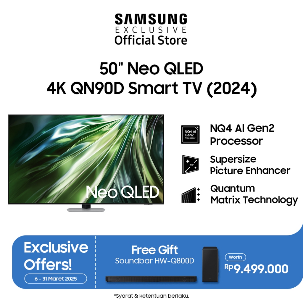 Jual Samsung Smart TV AI 50" Neo QLED 4K QN90D | NQ4 AI Gen2 Processor ...