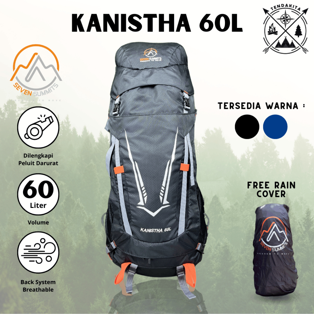 Jual -Tas Carrier Seven Summits KANISTHA 60L Tas Gunung Free Rain Cover 60L Tas Travel Backpack ...