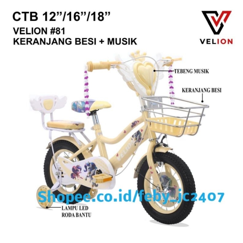 Jual Sepeda anak perempuan cewek Velion 81 ukuran 12 16 18 inch ...