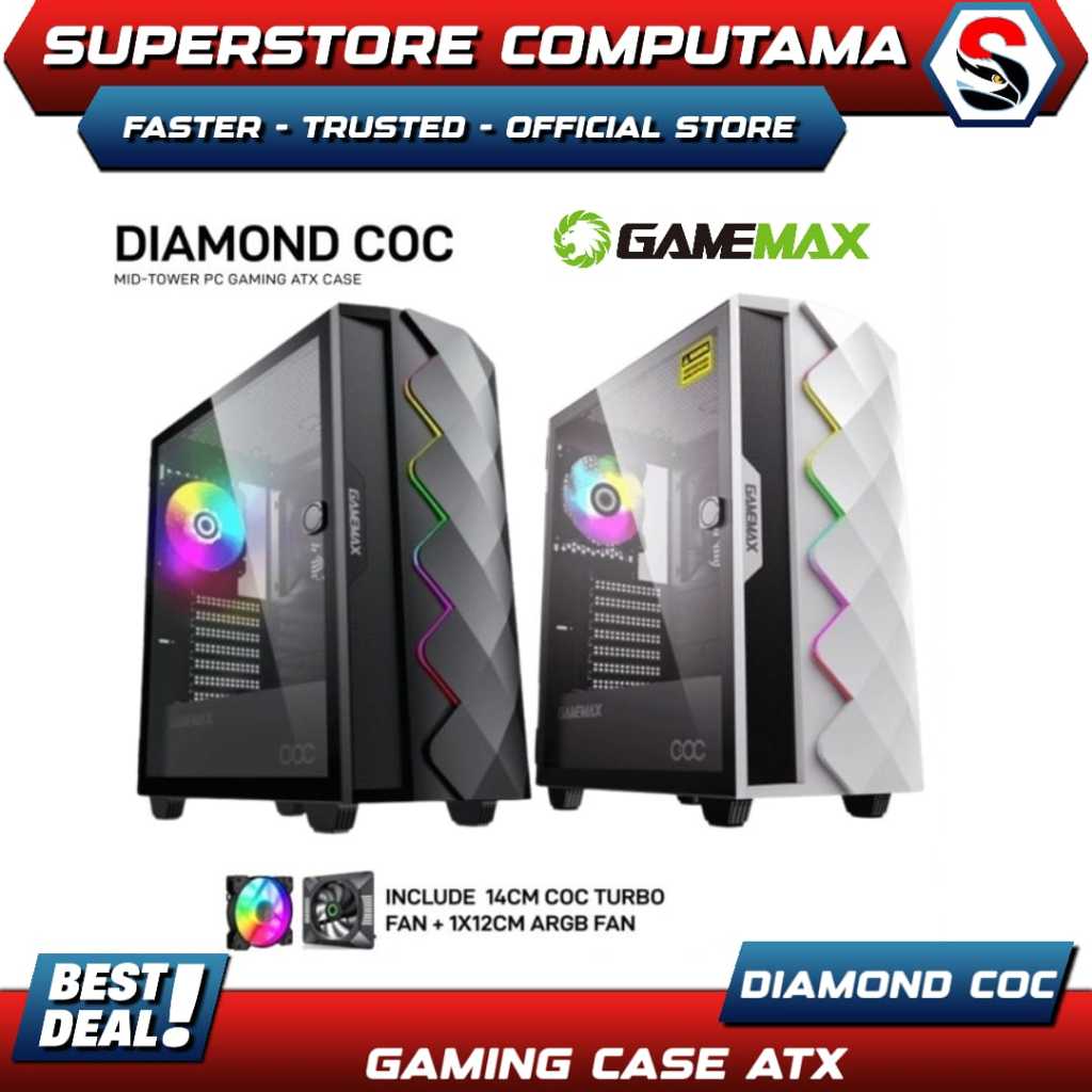 Jual Casing GameMax Diamond COC ATX Gaming PC Case with COC Turbo Fan ...