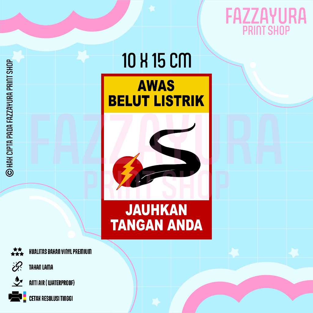 Jual STICKER AWAS BELUT LISTRIK 10 X 15 CM | Shopee Indonesia