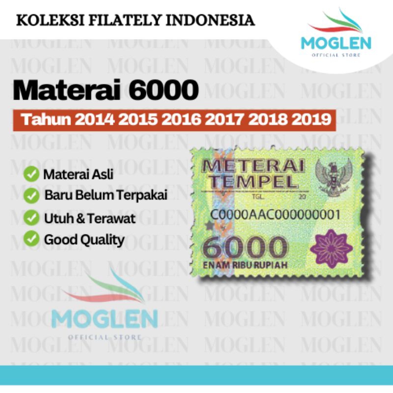Jual Materai 6000 Tahun 2014 2015 2016 2017 2018 2019 2020 2021 ...