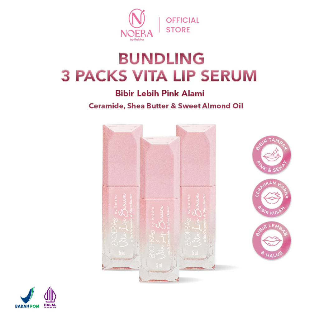 Jual Noera Bundling 3 Packs New Vita Lip Serum With Ceramide & Shea ...