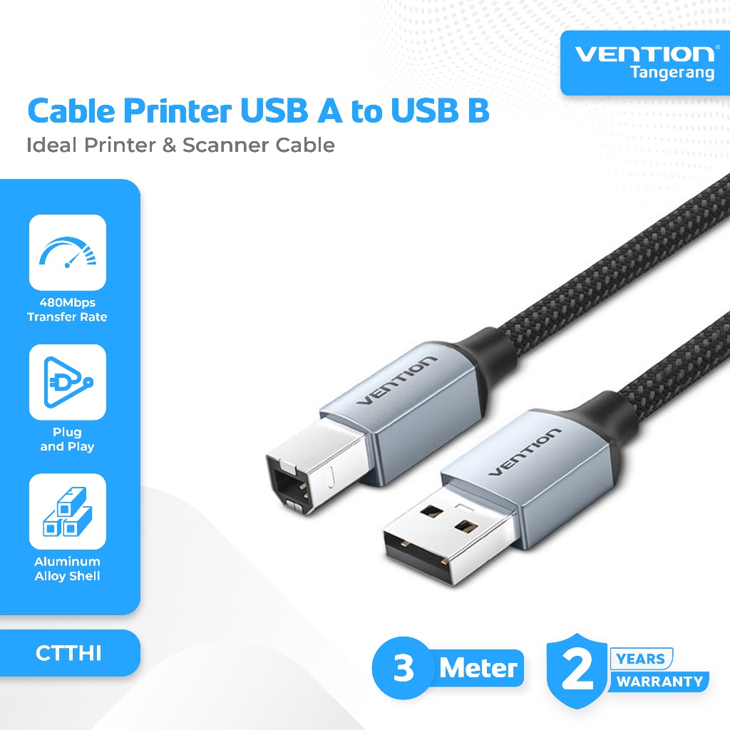 Jual Vention Kabel Printer USB 2.0 A Male to USB B Printer Male Kabel ...