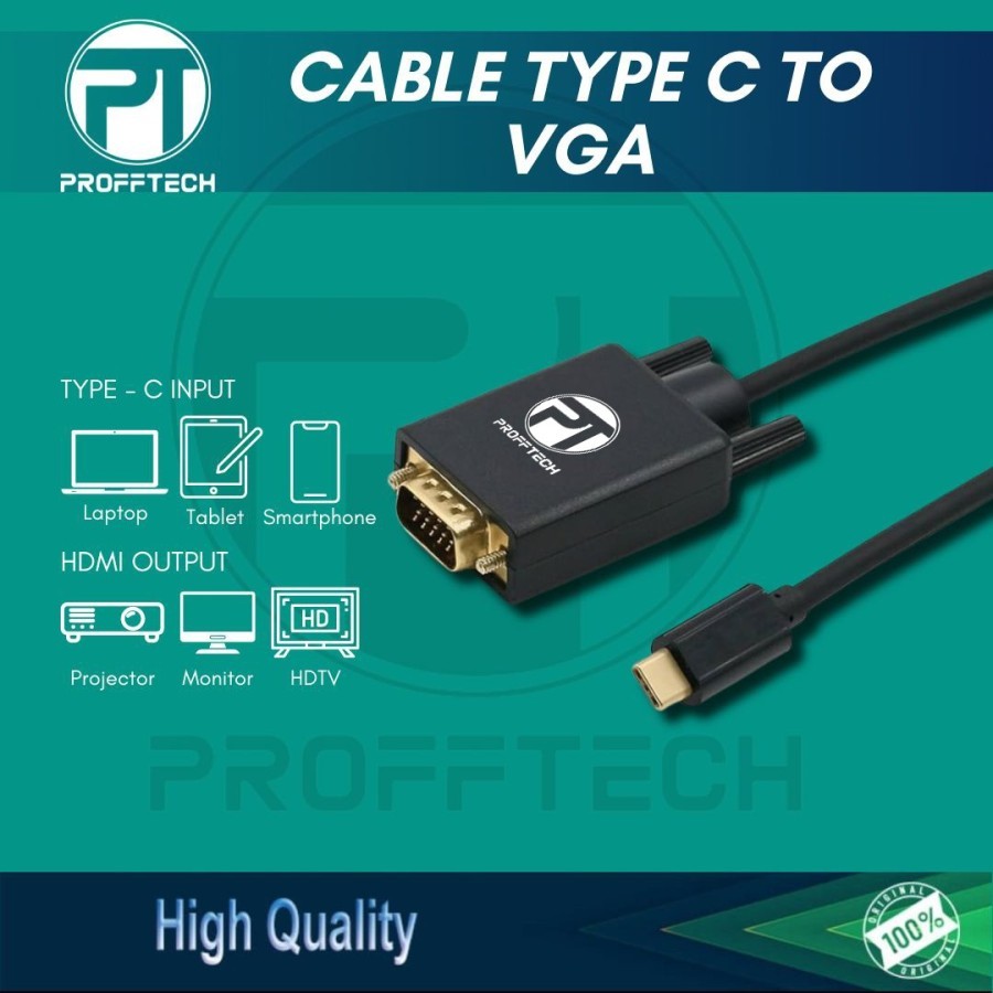 Jual KABEL TYPE C - VGA 1,8M. ORIGINAL PROFFTECH | Shopee Indonesia