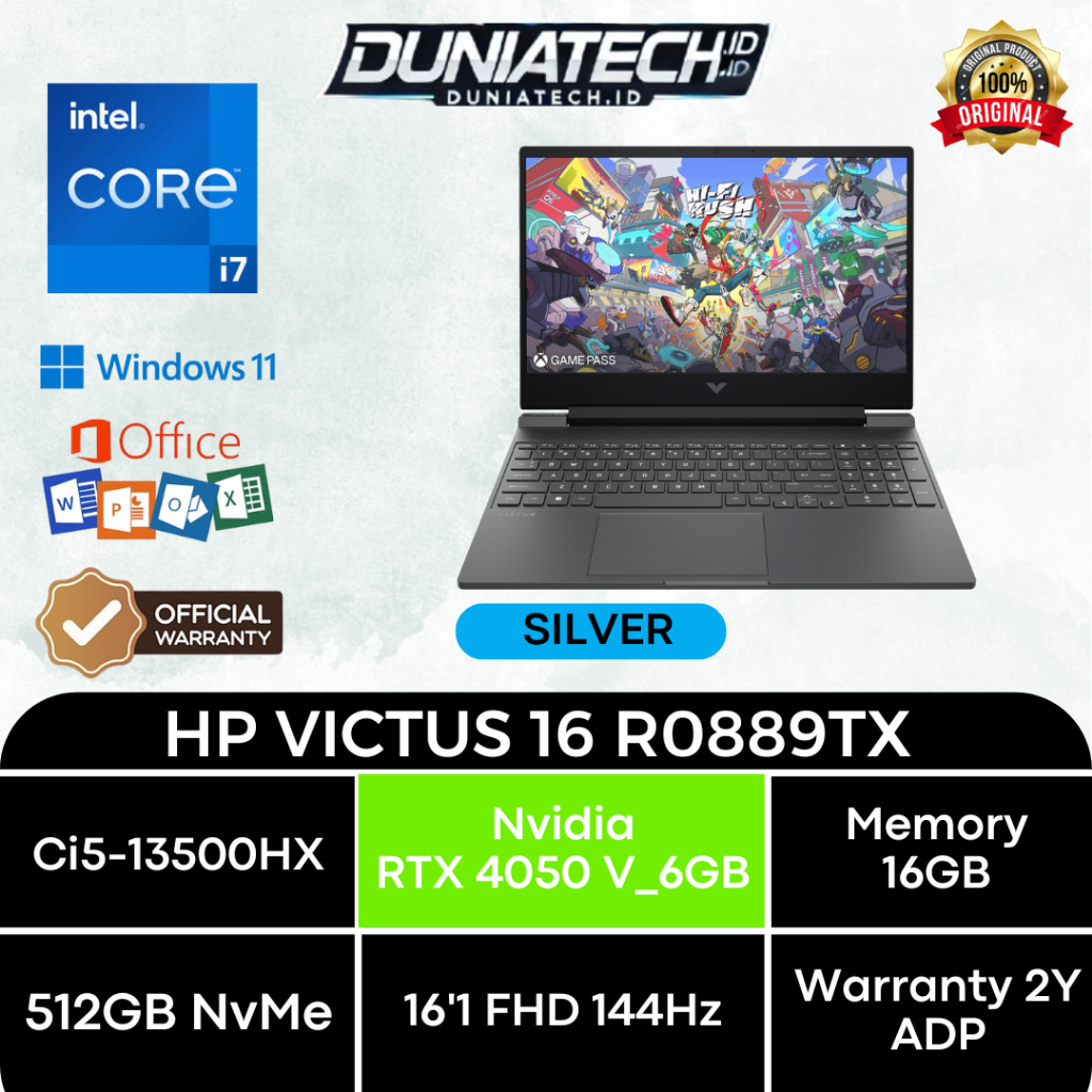 Jual Laptop HP VICTUS 16 R0889TX Core i5 13500HX RTX4050 6GB/ 16GB ...