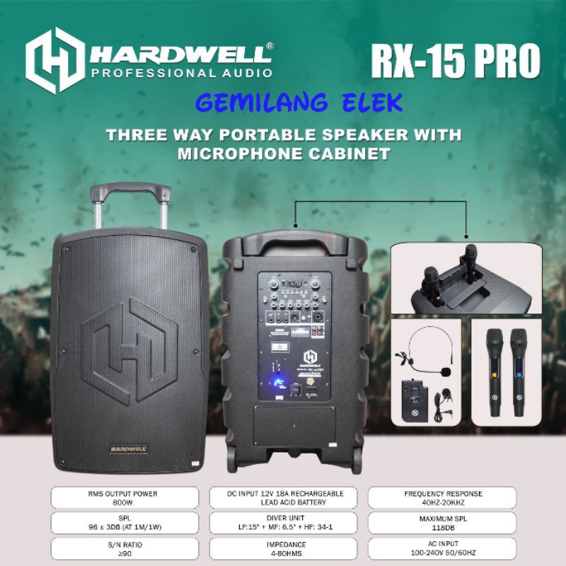 Jual Speaker Portable Wireless Meeting HARDWELL RX 15 PRO Original 15 inch RX15 PRO | Shopee ...